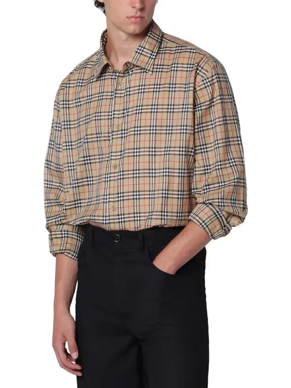 Burberry Check Cotton Shirt - Beige