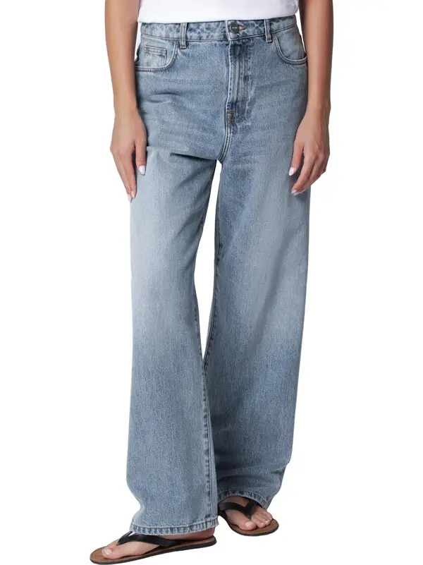 RÓHE Blue Washed-effect Wide-leg Jeans - Light Blue