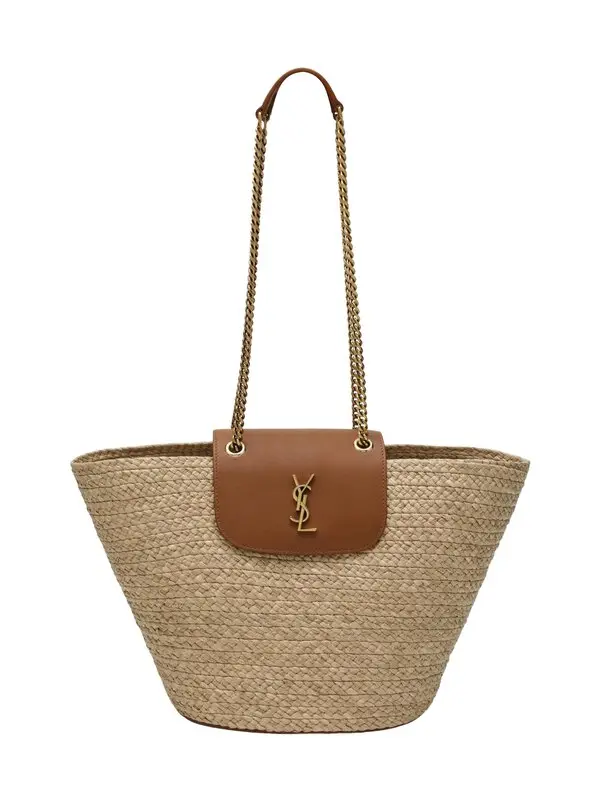 Saint Laurent Manon Raffia Basket Bag - Beige