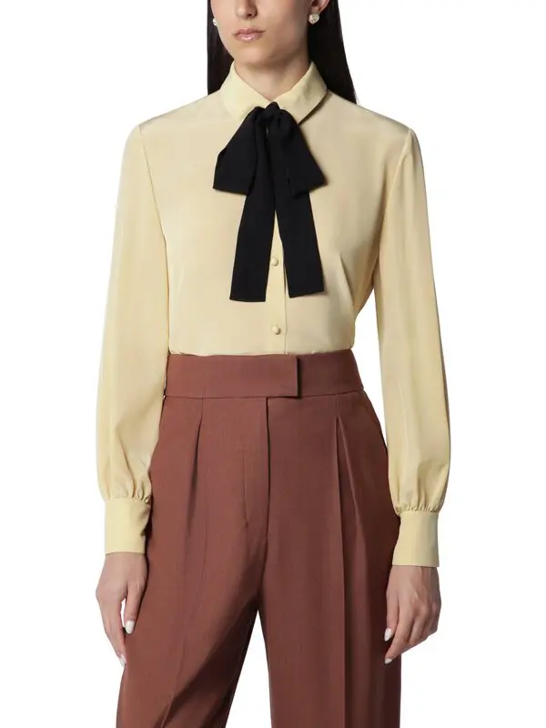 Valentino Garavani Silk Bow Detail Shirt - Beige