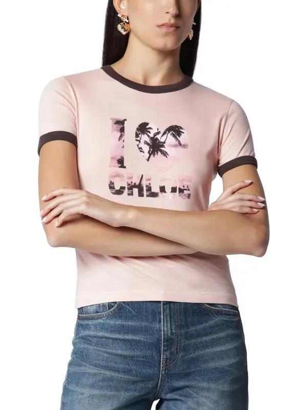 Chloé Cotton T-shirt With Graphic Logo - Pink
