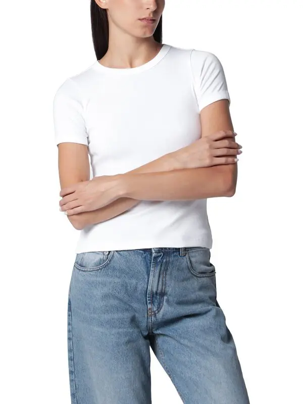 FLORE FLORE Ribbed Organic Cotton T-shirt - White