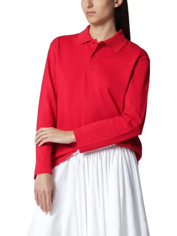 FLORE FLORE Diana Organic Cotton Ribbed Polo Shirt - Red