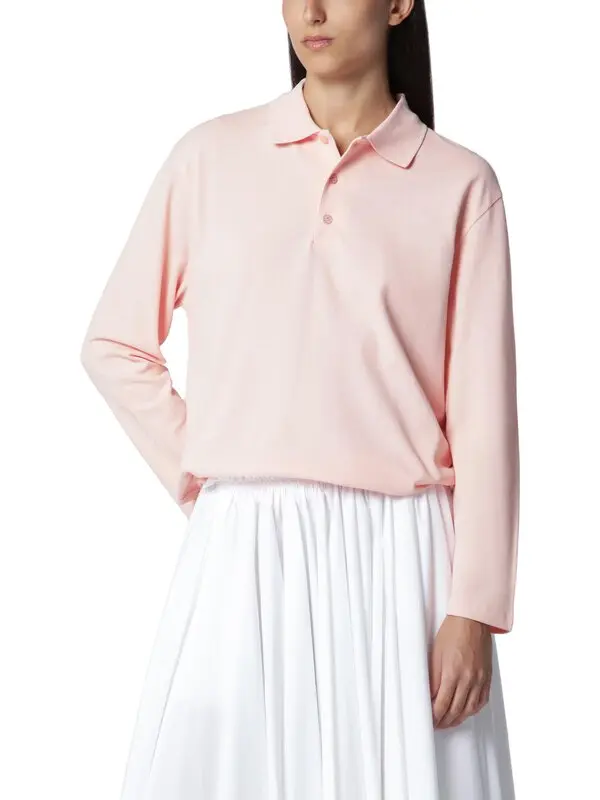 FLORE FLORE Diana Organic Cotton Ribbed Polo Shirt - Pink