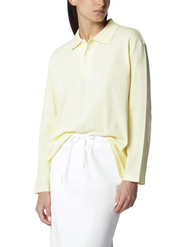 FLORE FLORE Diana Organic Cotton Ribbed Knit Polo Shirt - Yellow