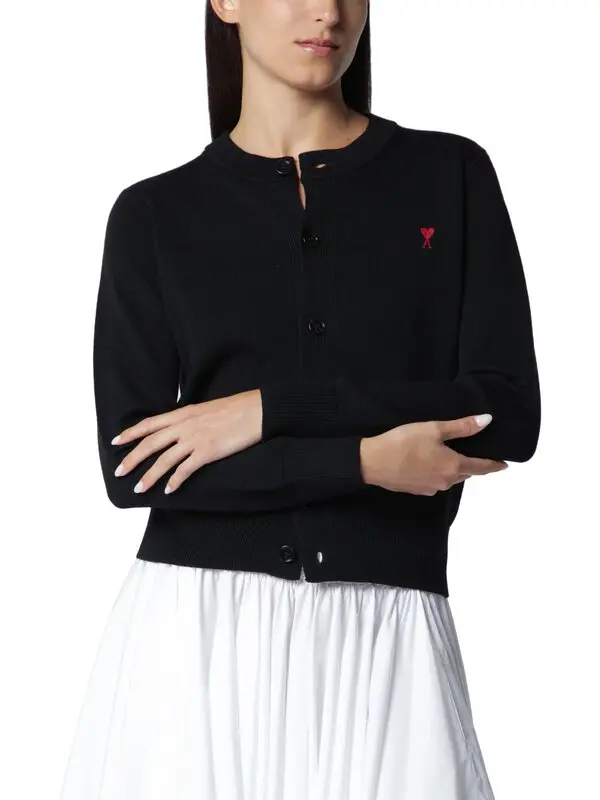 AMI Paris Wool De Coeur Cardigan - Black