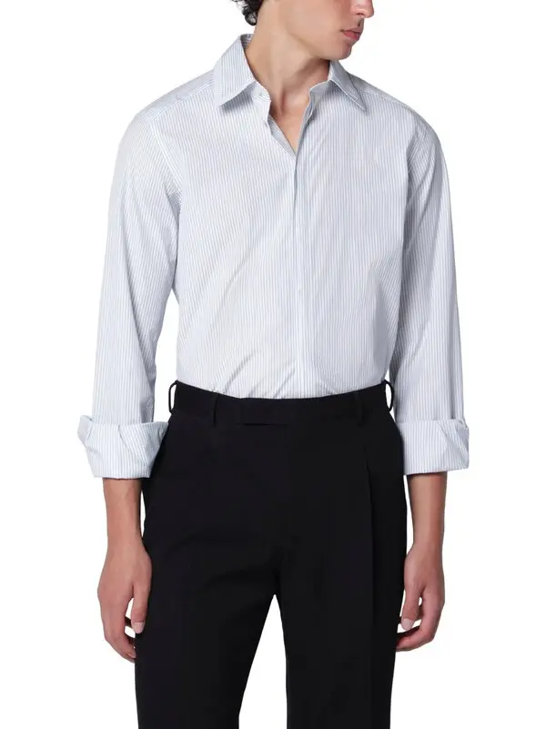 Dolce & Gabbana Double-collar Striped Shirt - White