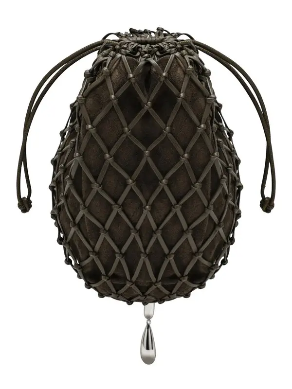 Savette Macramé Calf Leather Pouch - Brown