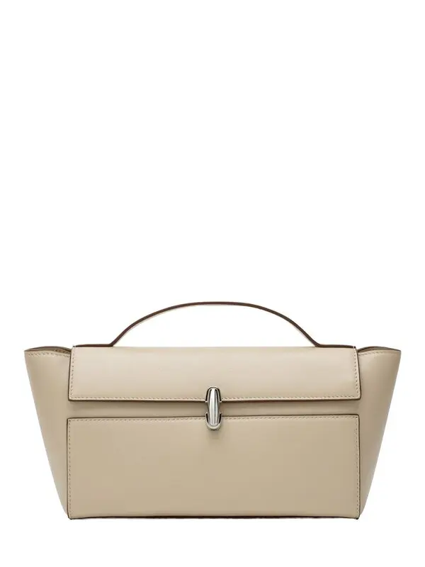 Savette Symmetry Trapeze Pouch In Leather - White