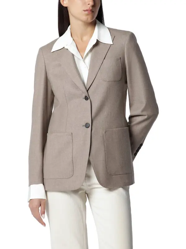 Max Mara Single-breasted Jacket In Cashmere Foulard - Brown