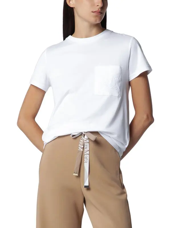 Max Mara Cotton Jersey T-shirt With Embroidered Pocket - White