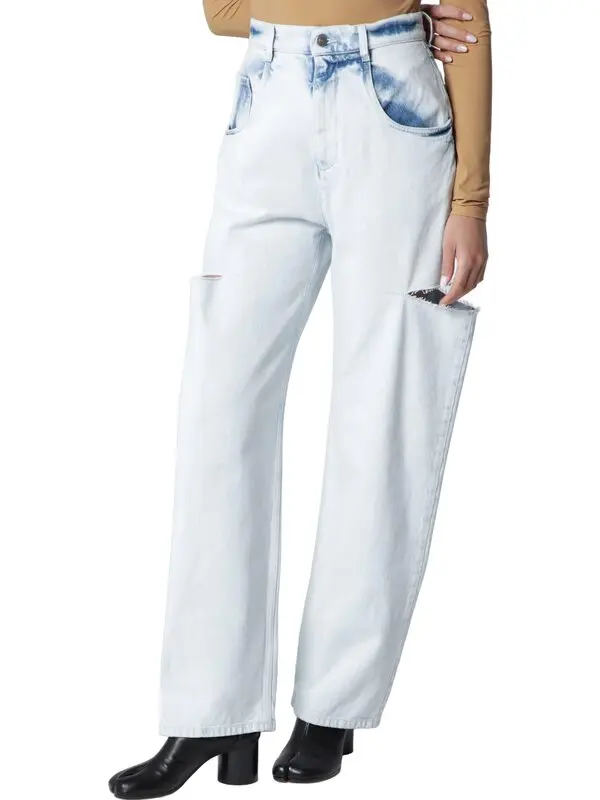 MAISON MARGIELA Bleached Indigo Cut-out Denim Jeans - Light Blue