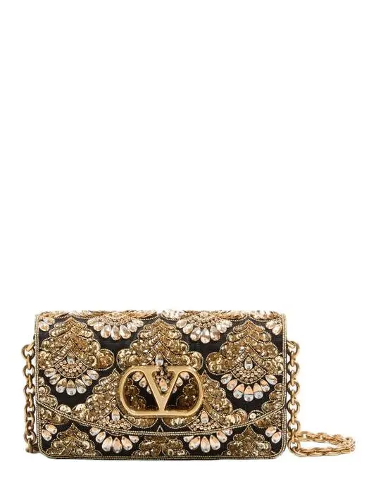 Valentino Garavani Small Embroidered Clutch With Vlogo Signature - Multicolour