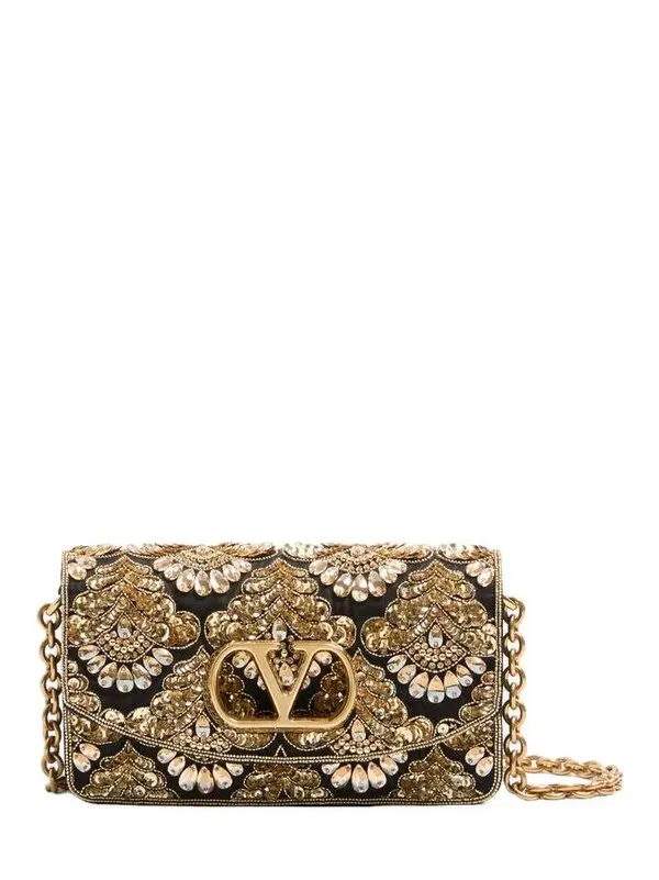 Valentino Garavani Small Embroidered Clutch With Vlogo Signature - Multicolour