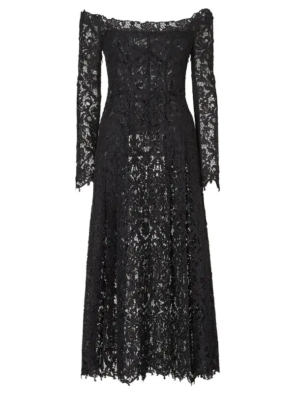 Fendi Macramé Lace Bustier Dress - Black