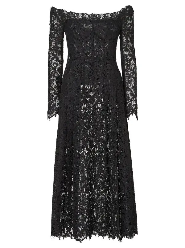Fendi Macramé Lace Bustier Dress - Black