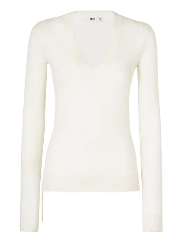 Fendi Cashmere Jumper With Embroidered Logo - White