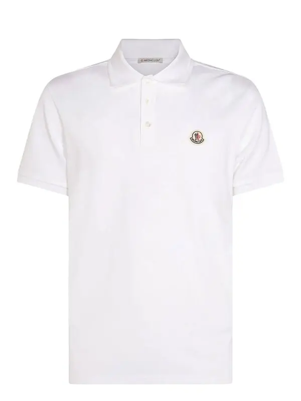Moncler Cotton Piqué Polo With Logo Patch - White