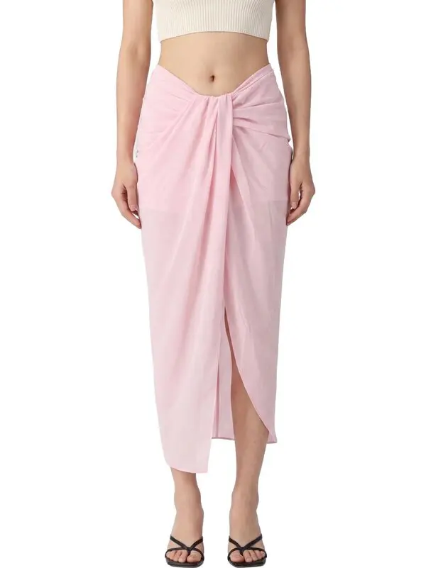 Jacquemus Draped Jersey Pencil Midi Skirt With Asymmetric Hem - Pink