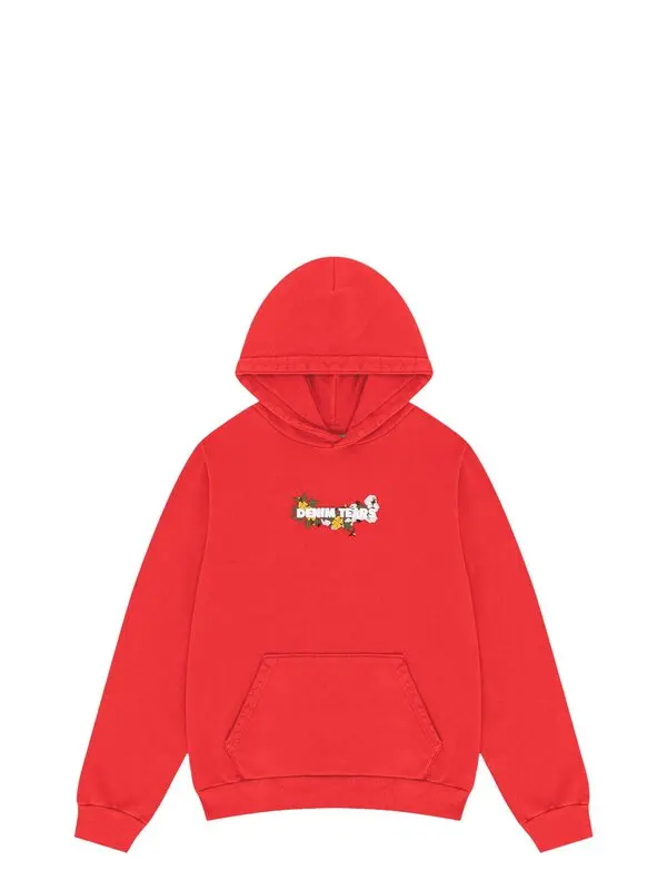 DENIM TEARS Embroidered Floral Logo Hoodie - Red