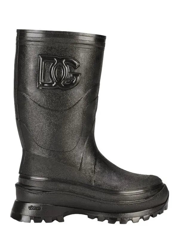 Dolce & Gabbana Rubber Boot With Dg Logo - Black