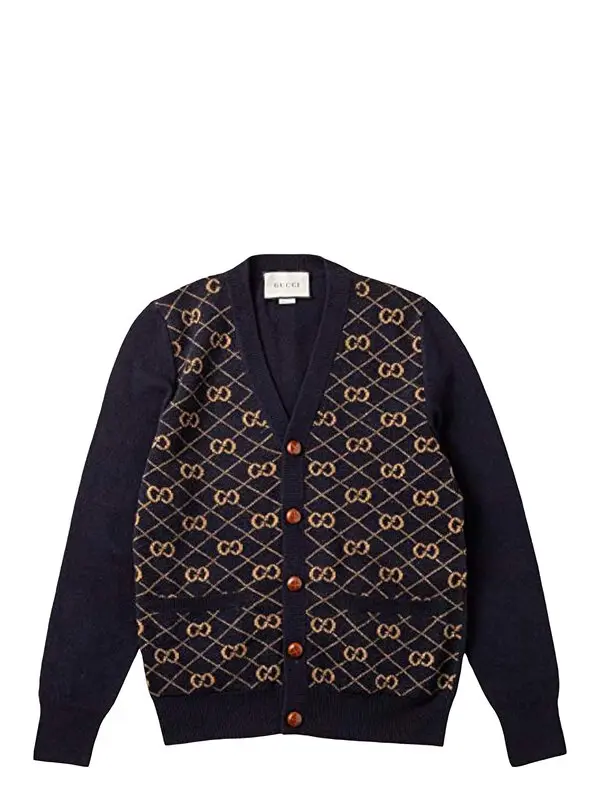 Gucci Gg Jacquard Pattern Cardigan - Black