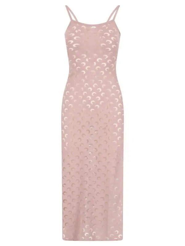 MARINE SERRE Moon Print Knit Dress - Pink