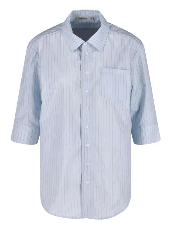 Paloma Wool Organic Cotton & Silk Striped Shirt - Light Blue