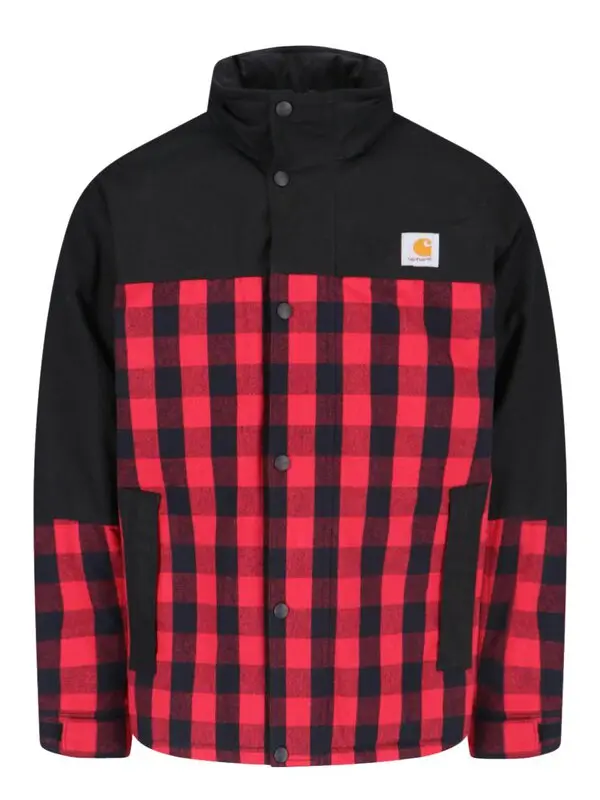 Junya Watanabe Plaid Snap-front Jacket With Stand Collar - Black