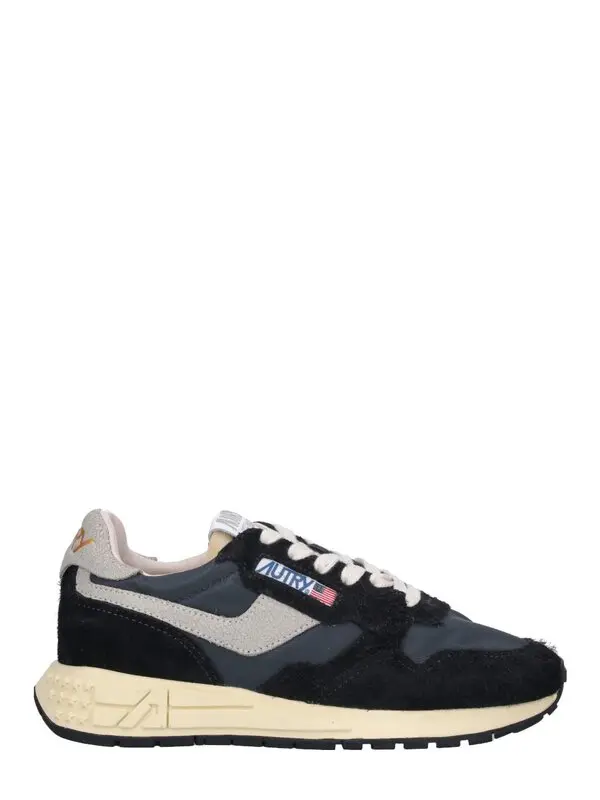 AUTRY Leather & Nylon Lace Up Sneakers - Black