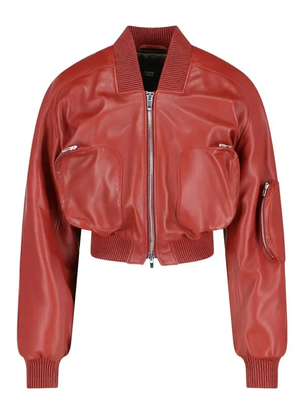 Phoebe Philo 100% Leather Zip-up Bomber Jacket - Rosso