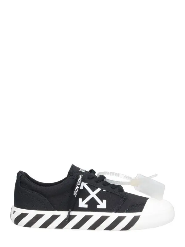 Off-White Cotton Low-top Sneakers With Rubber Outsole - Black