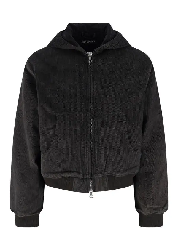 Our Legacy Cord Twill Zip-up Jacket With Hood - Brown