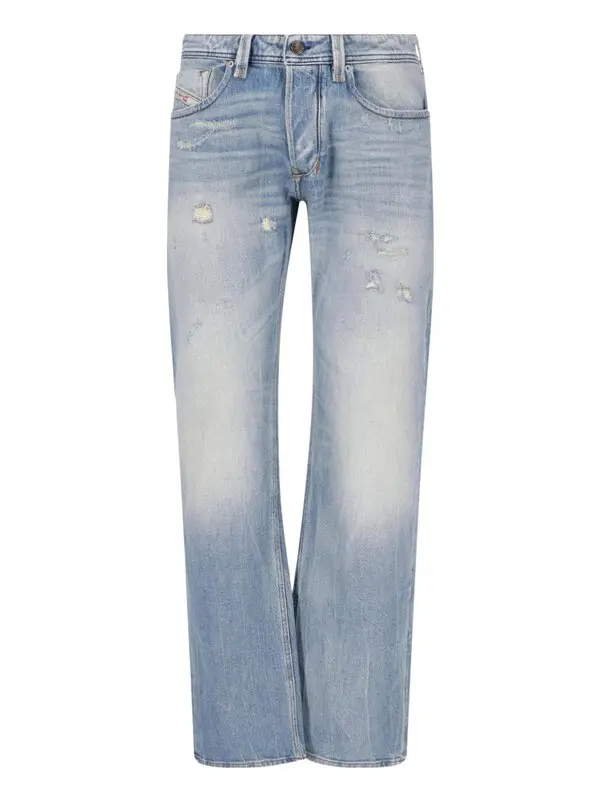 DIESEL® Relaxed Straight-leg Distressed Jeans - Blue