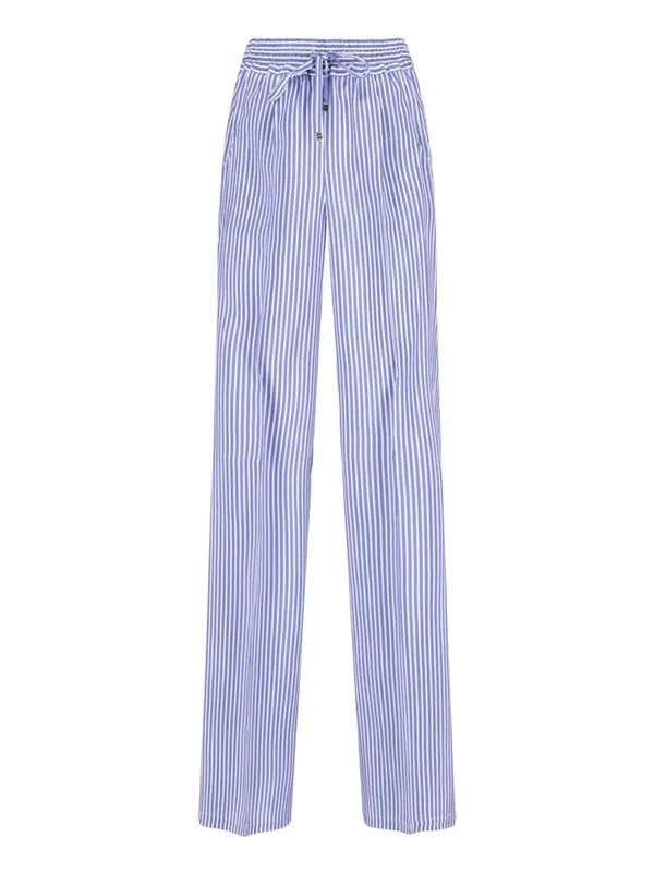 Kiton Striped Silk Drawstring Trousers - Blue