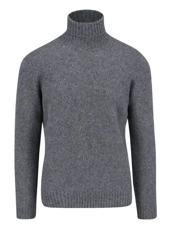 DRUMOHR 100% Lambswool Turtleneck Sweater - Grey