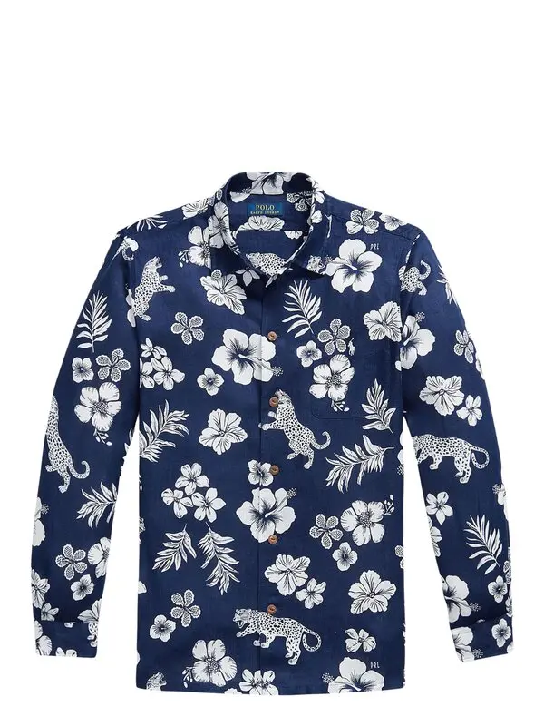 Ralph Lauren Classic Linen Button-up Shirt For P26 Season - Navy
