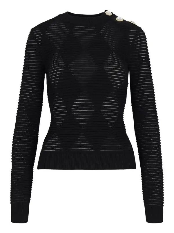 Balmain Viscose Blend Knit Sweater - Black