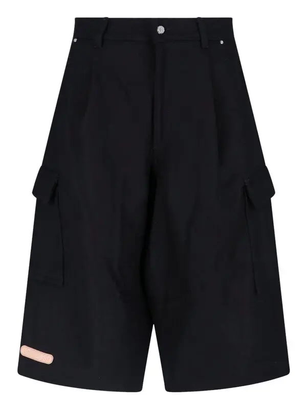 PDF Wide-leg Cargo Shorts - Black