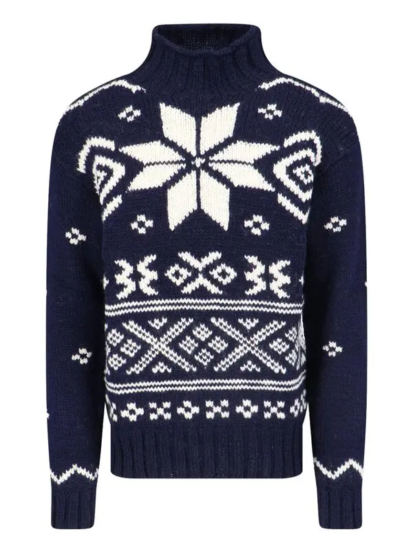 Polo Ralph Lauren Fair Isle" High Neck Wool Sweater - Blue