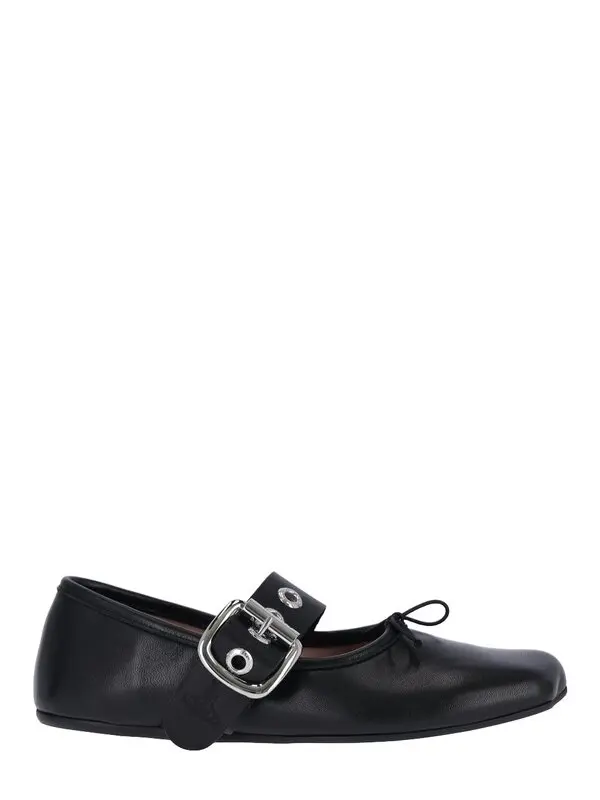 VIVIENNE WESTWOOD Leather Buckled Ballerina Flats - Black