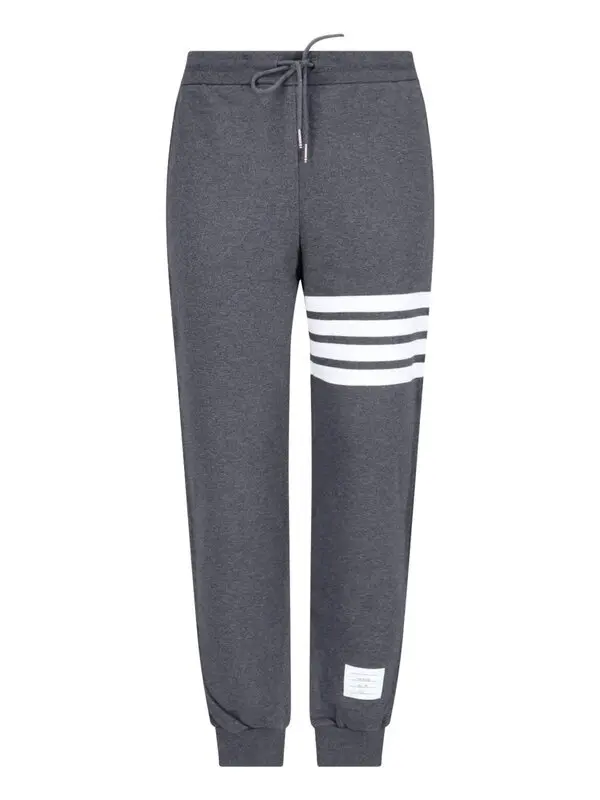 Thom Browne 100% Cotton Joggers With Signature Stripes - Grey