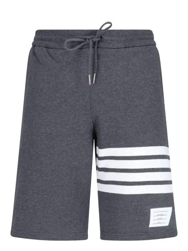 Thom Browne Cotton Jersey Shorts With Signature Striping - Grey