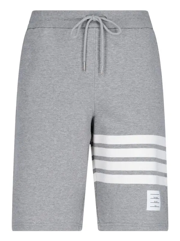 Thom Browne 100% Cotton Striped Shorts - Grey