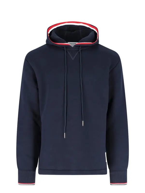 Thom Browne Cotton Hooded Sweatshirt - Blue