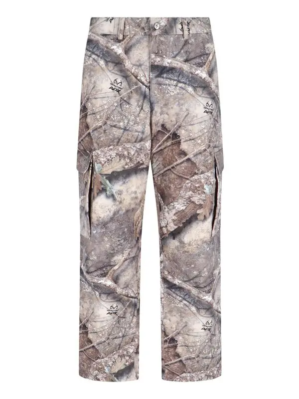 REPRESENT Graphic Print Cotton Cargo Trousers - Multicolour