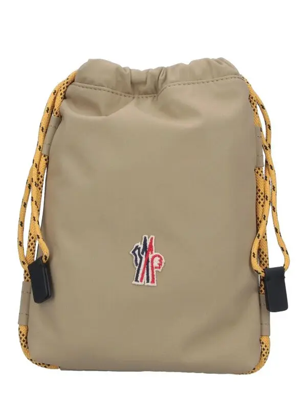 Moncler Lightweight Polyamide Bag With Leather Inserts - Beige