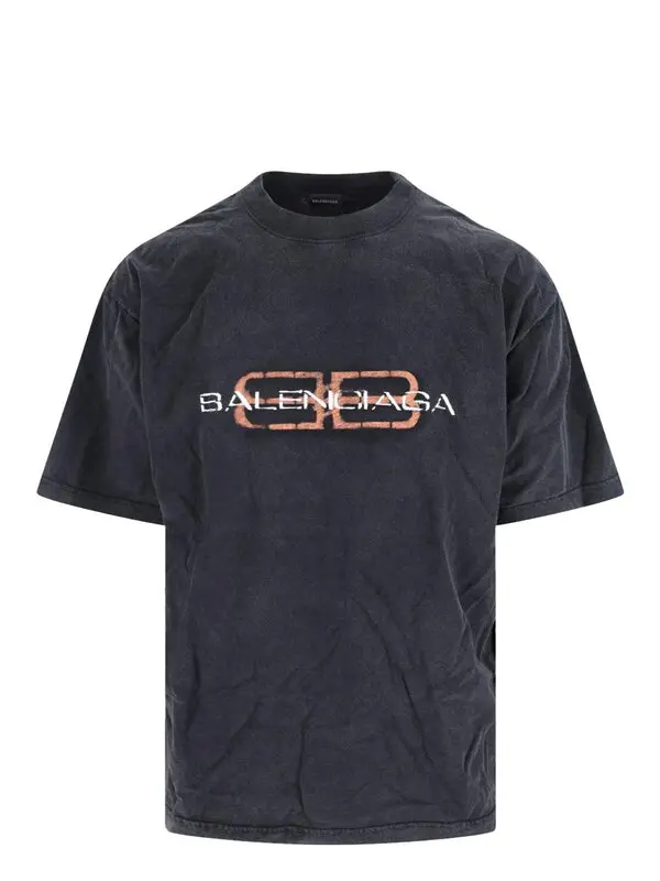Balenciaga 100% Cotton Graphic T-shirt For - Black