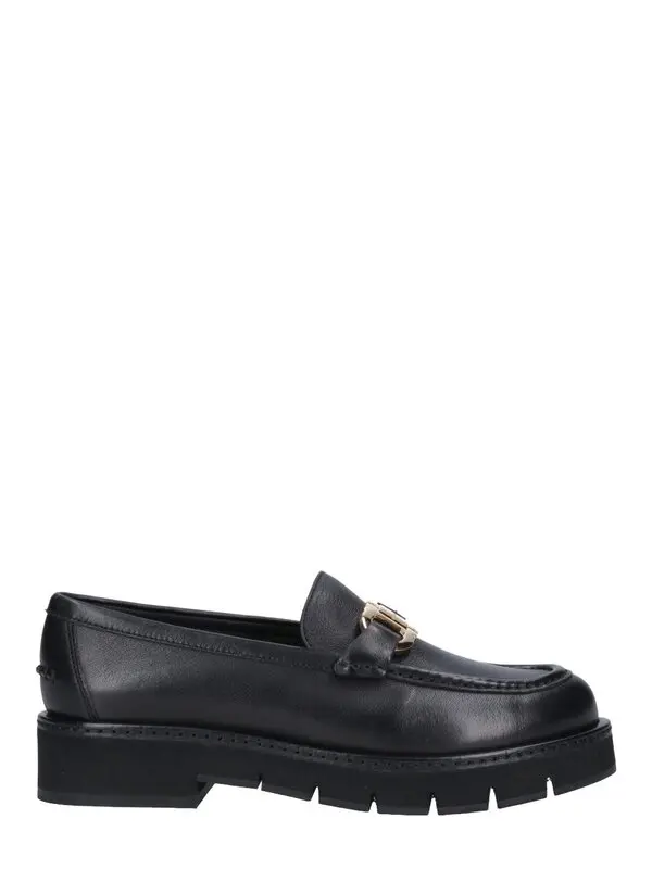 FERRAGAMO Leather Horsebit Loafers - Black