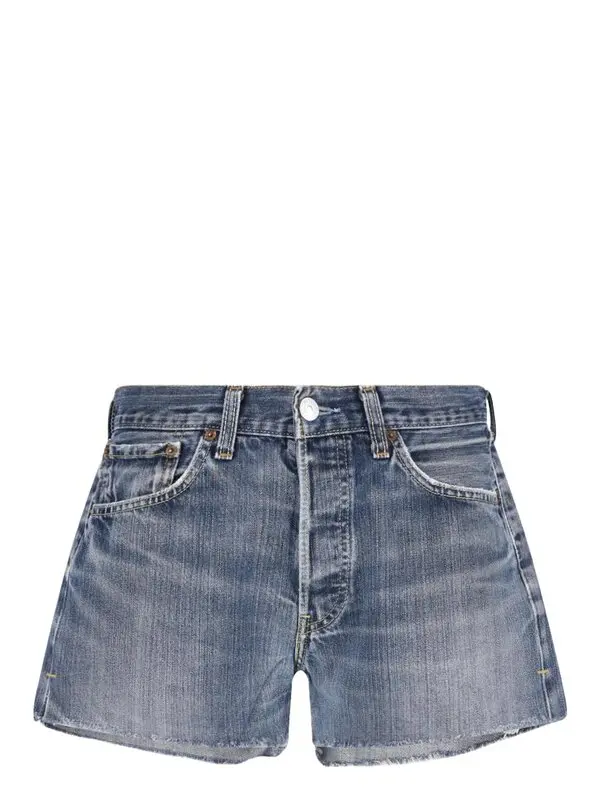 RE/DONE High-rise Cotton Denim Shorts - Blue